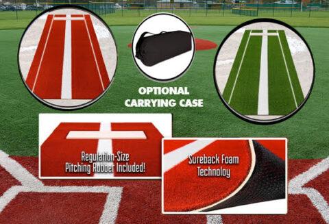 Softball Pitching Mat w/ Turf & Rubber Saves Infield or Gym Floor